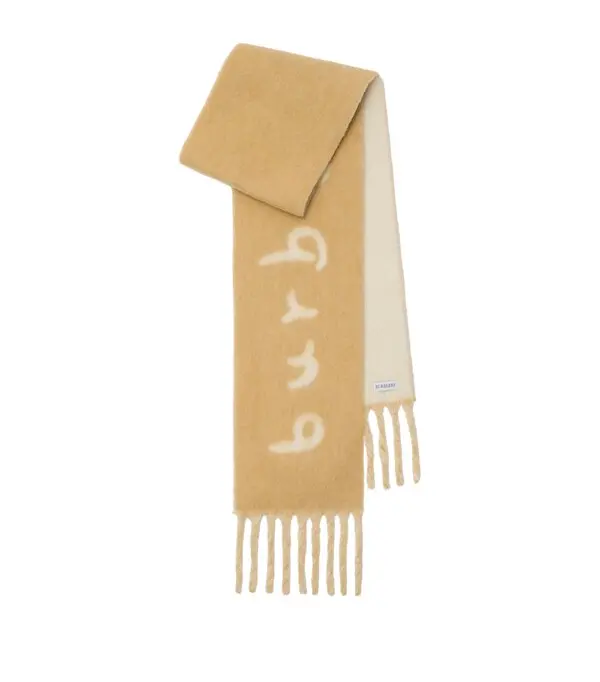 Burberry Alpaca-blend Reversible Logo Scarf - Beige