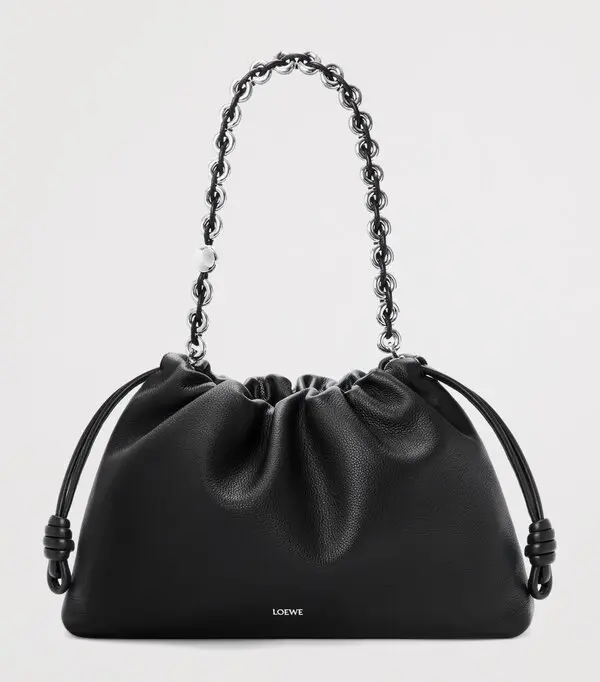 Loewe Large Leather Flamenco Shoulder Bag - Black
