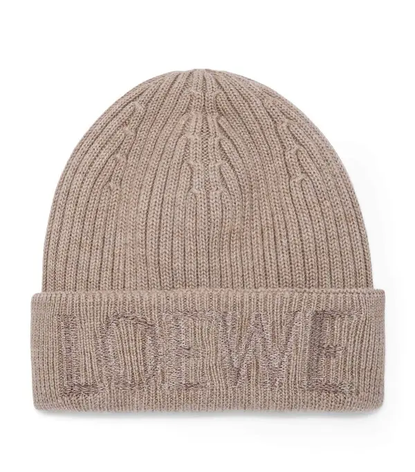 Loewe Wool Logo Beanie - Beige
