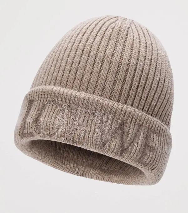 Loewe Wool Logo Beanie - Beige
