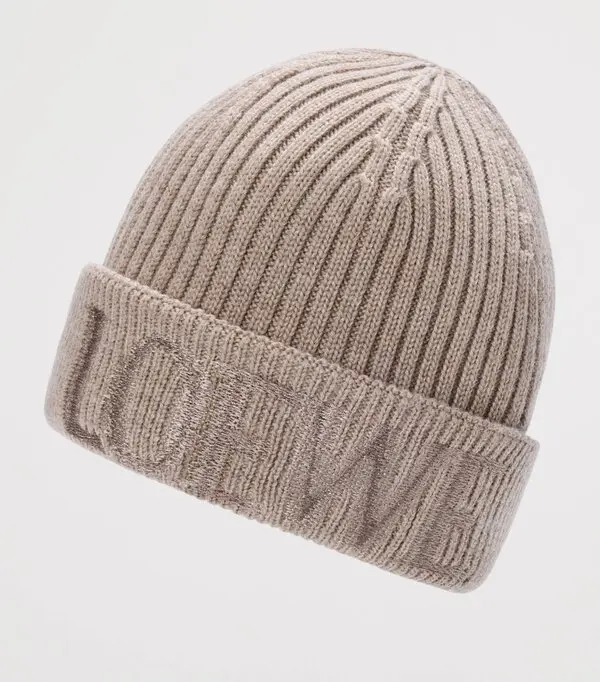 Loewe Wool Logo Beanie - Beige