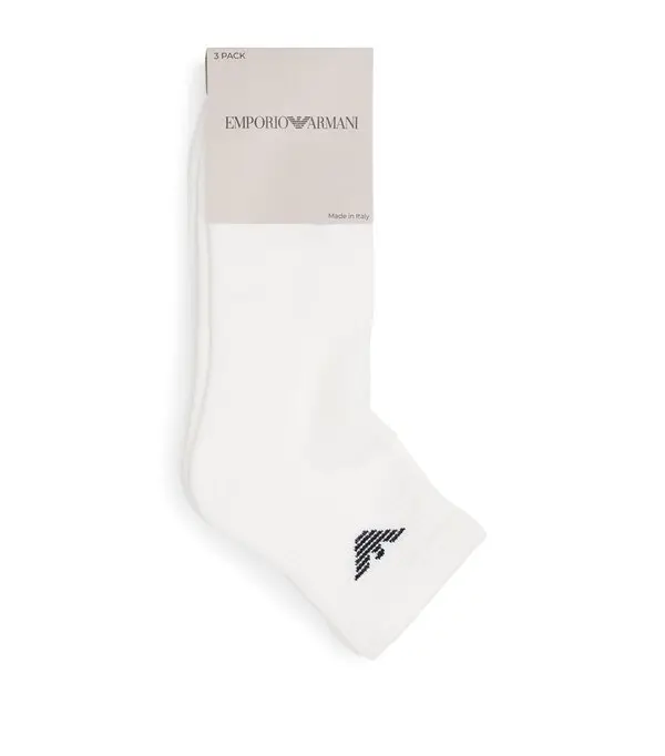 Emporio Armani Cotton-blend Ankle Socks - White