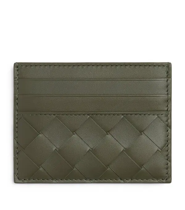 Bottega Veneta Leather Intrecciato Card Holder - Green