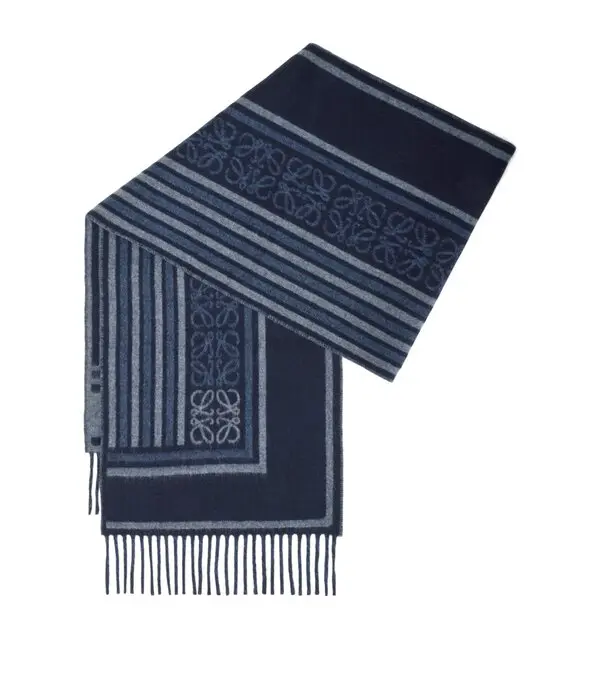 Loewe Wool-cashmere Anagram Scarf - Navy