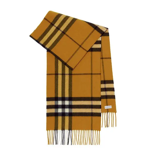 Burberry Cashmere Check Scarf - Yellow