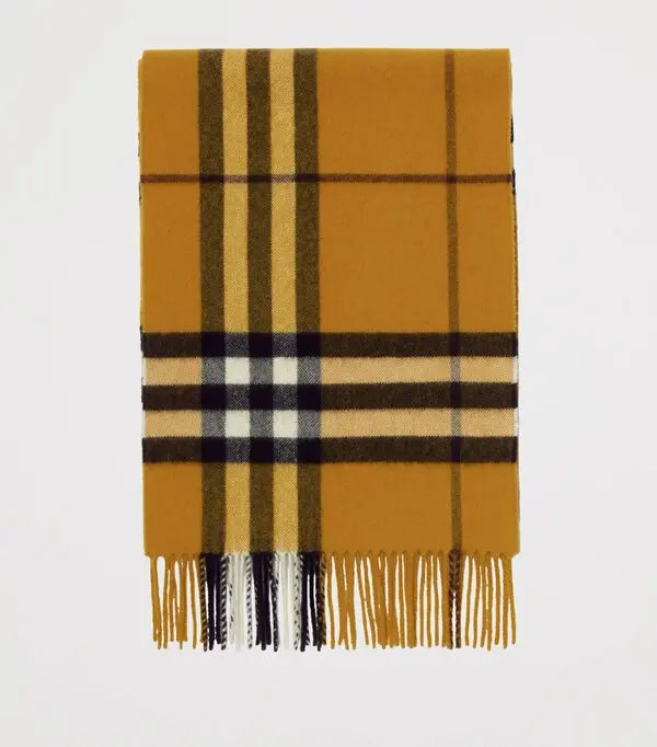 Burberry Cashmere Check Scarf - Yellow