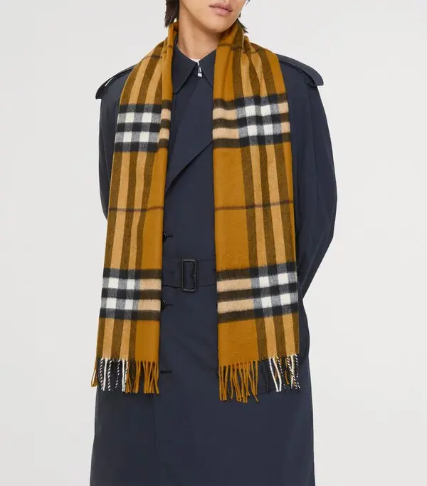 Burberry Cashmere Check Scarf - Yellow