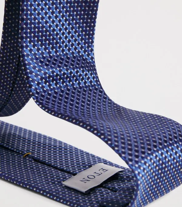 Eton Silk Geometric Neck Tie - Navy