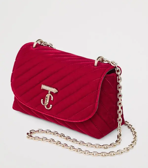JIMMY CHOO Small Curve Velvet Cross-body Bag - Red