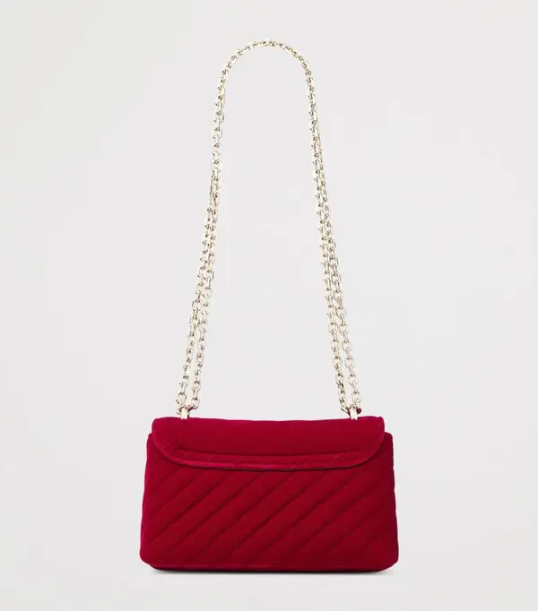 JIMMY CHOO Small Curve Velvet Cross-body Bag - Red