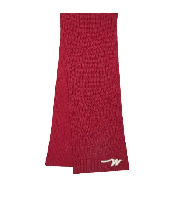 Max Mara Virgin Wool Knitted Scarf - Red