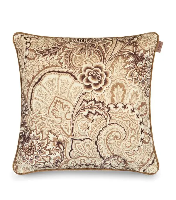 Etro Cotton Bloom Embroidered Cushion - Beige