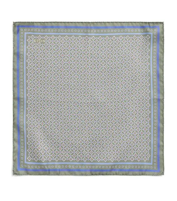 Eton Silk Print Pocket Square - Navy