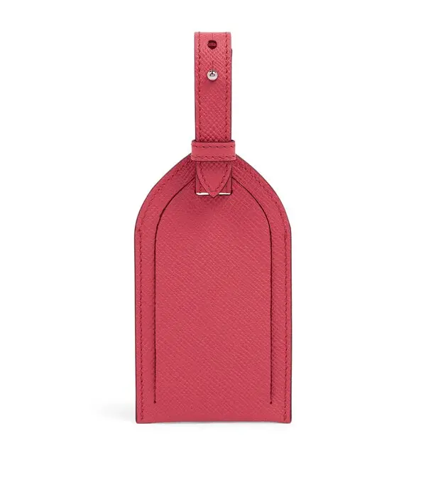 Smythson Panama Leather Luggage Tag - Pink