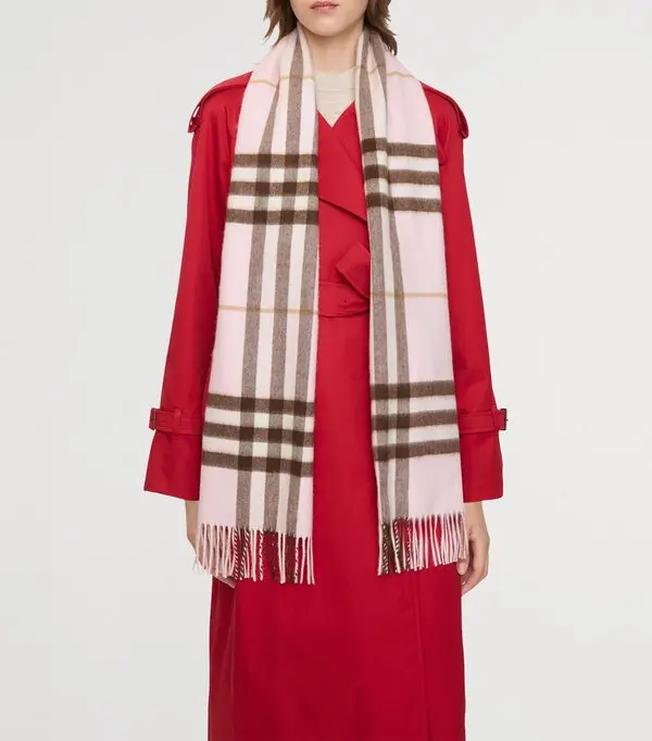 Burberry Cashmere Check Scarf - Pink