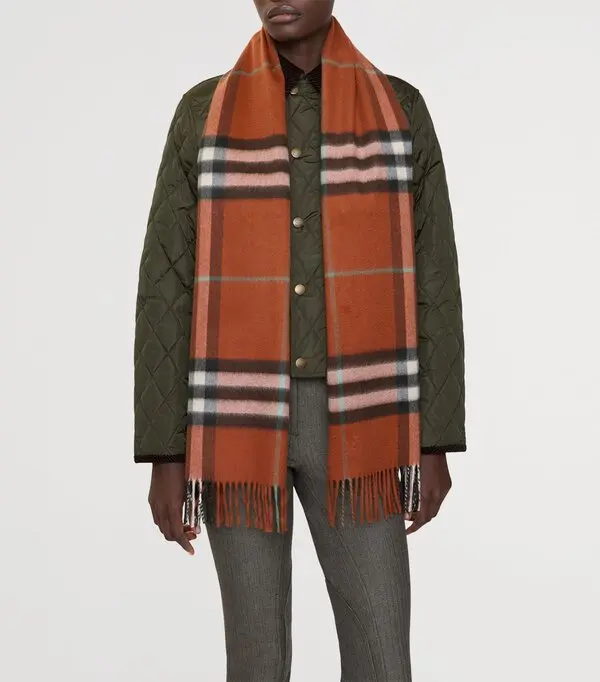 Burberry Cashmere Check Scarf - Orange