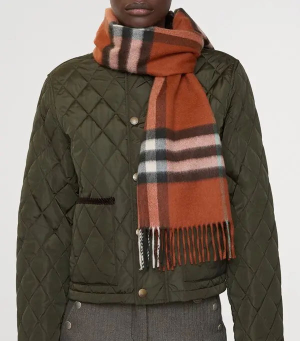 Burberry Cashmere Check Scarf - Orange