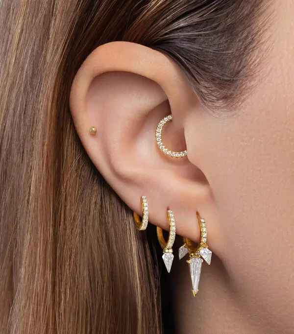 MARIA TASH Diamond Eternity Single Hoop Earring - White