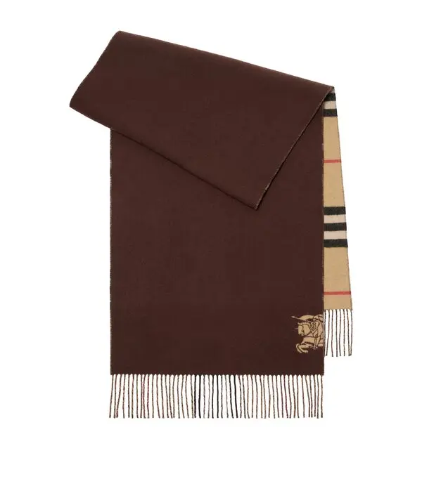 Burberry Cashmere Wide Reversible Ekd Scarf - Beige