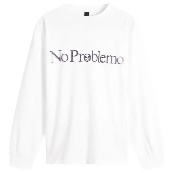 NO PROBLEMO Smile Away Long Sleeve T-shirt - White