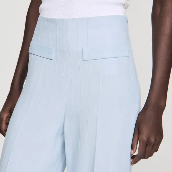 Sandro Striped Sequin Trousers - Sky Blue
