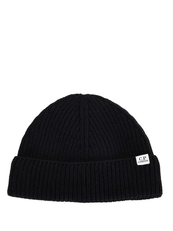C.P. COMPANY Ribbed Wool Hat - Black