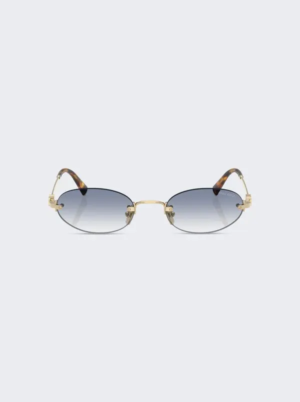 Miu Miu Oval Rimless Sunglasses - Blue