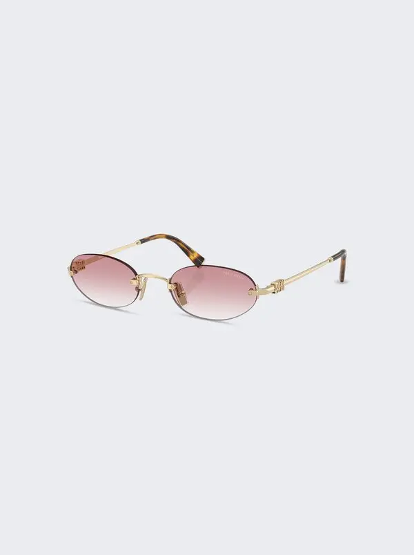 Miu Miu Rimless Oval Sunglasses - Gold