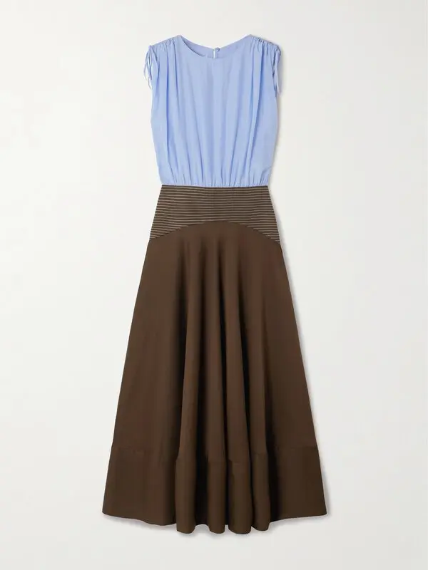 ABADIA Silk-blend Nuri Striped Midi Dress