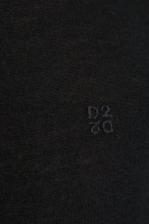 Dsquared2 Wool Polo With Embroidered Logo - Black