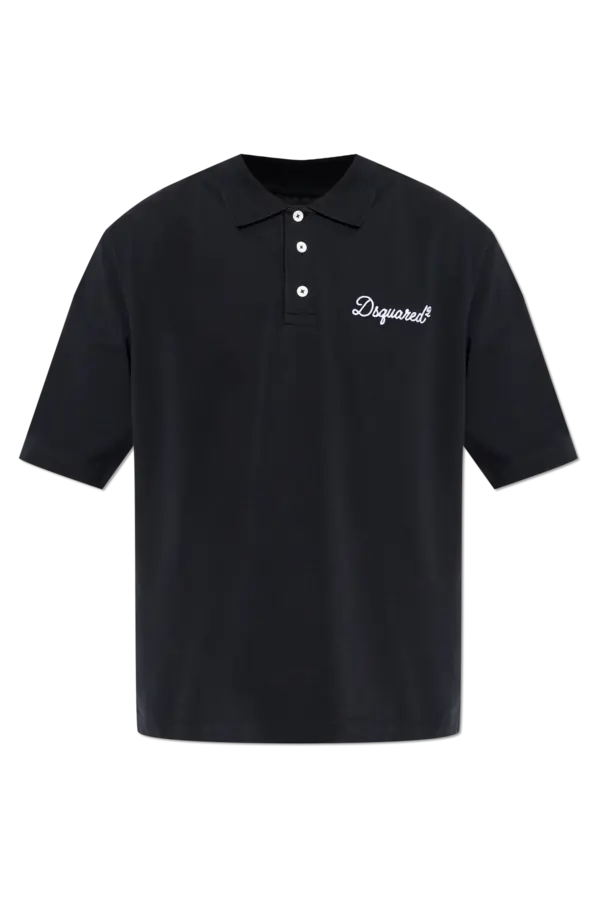 Dsquared2 Polo With Embroidered Logo - Black