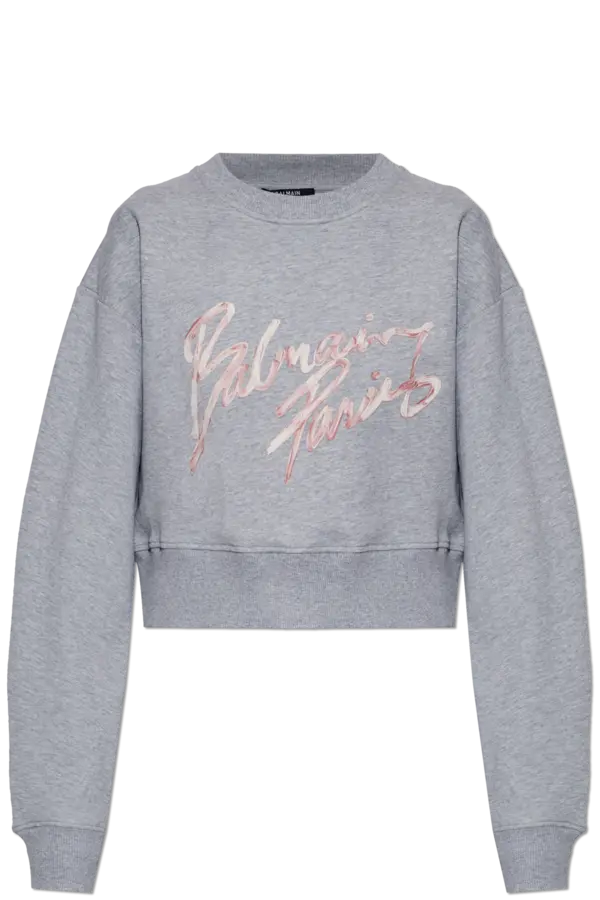 Balmain Short Loose-fit Sweatshirt - Grey
