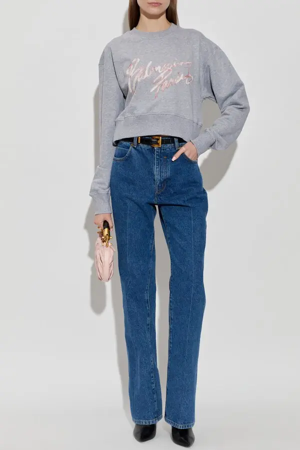 Balmain Short Loose-fit Sweatshirt - Grey