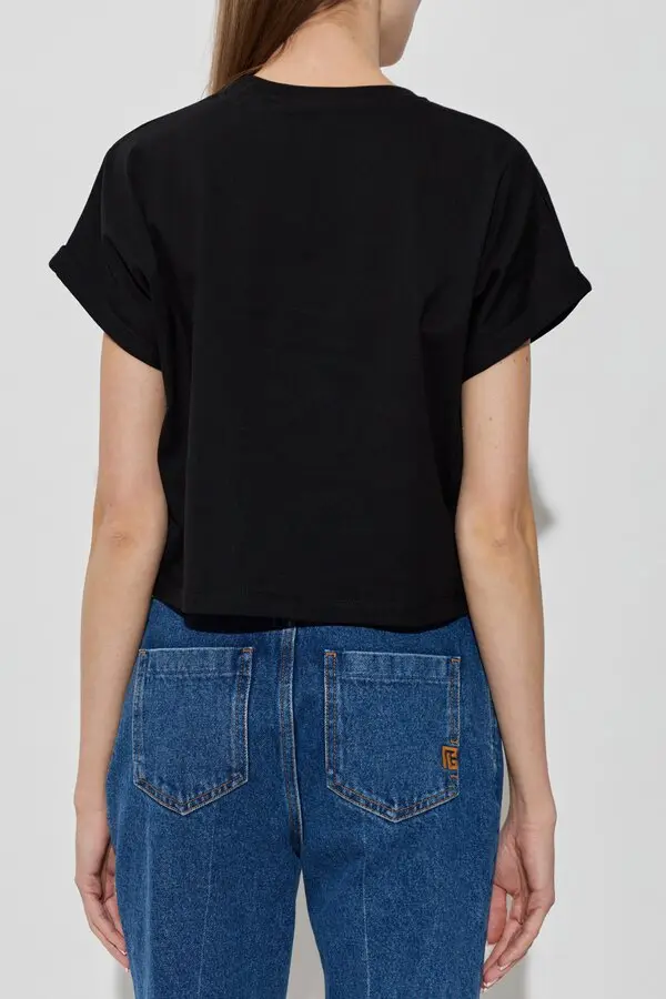 Balmain Top With Printed Logo - Black