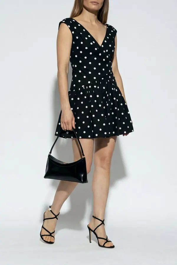 SELF-PORTRAIT Short Polka Dot Dress - Black