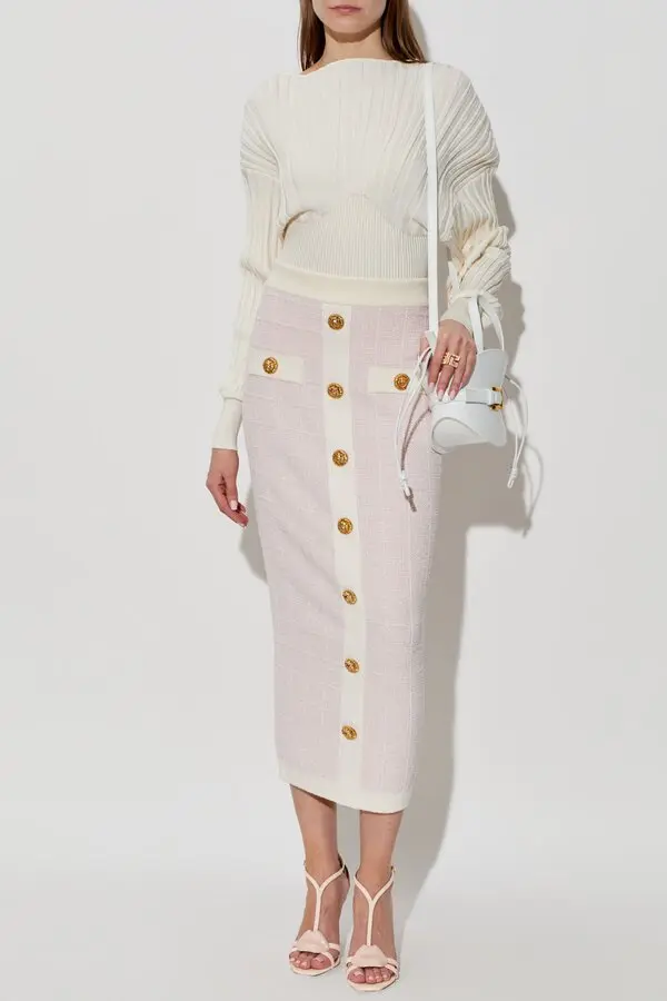Balmain Pencil Midi Skirt With Lurex Thread
