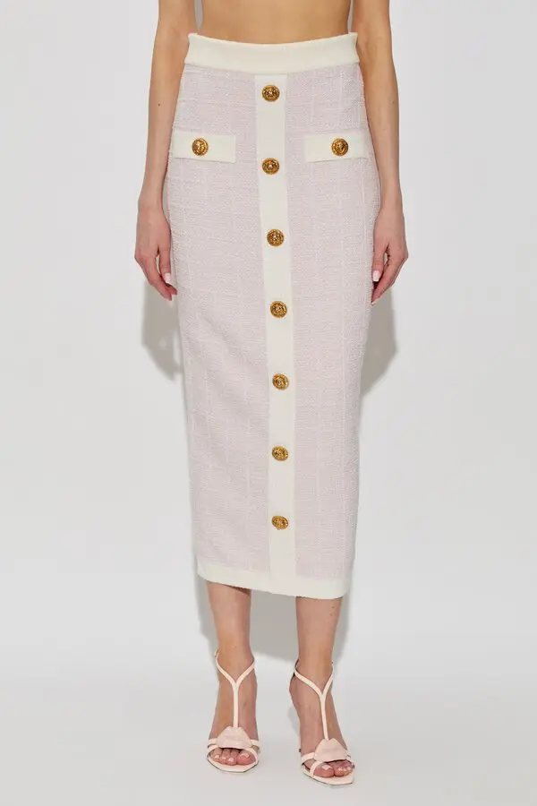 Balmain Pencil Midi Skirt With Lurex Thread