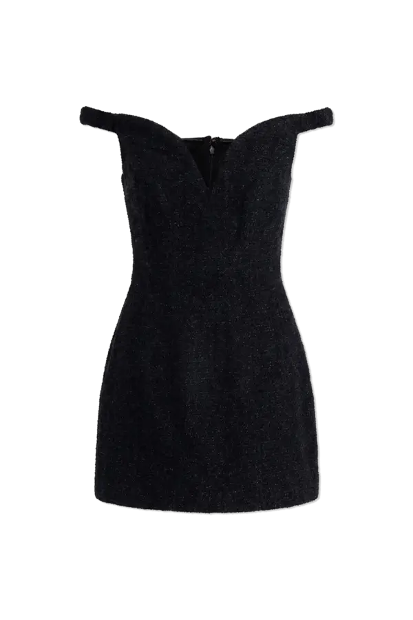 SELF-PORTRAIT Tweed Mini Dress With Straps - Black