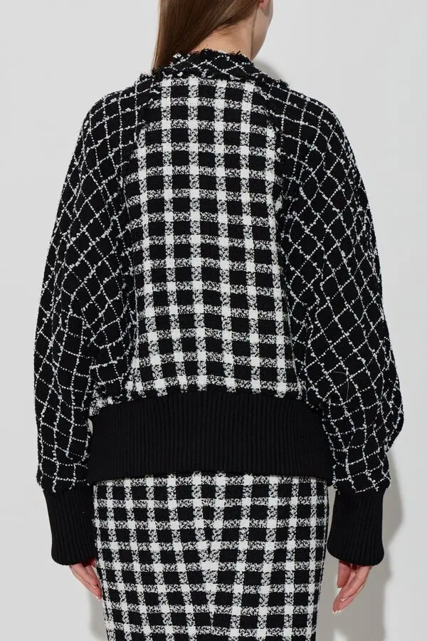 Balmain Check Pattern Bomber Jacket - Black