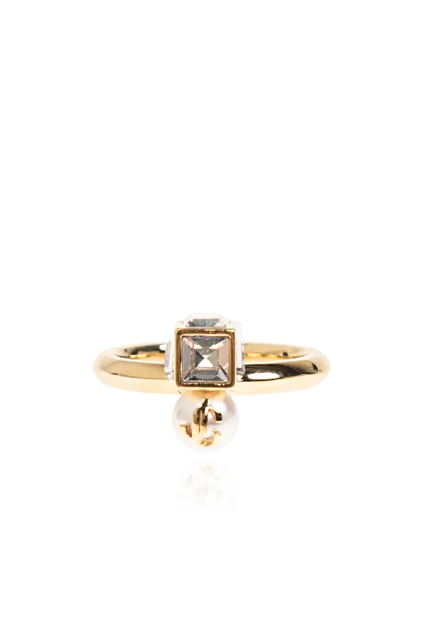 JIMMY CHOO Ring With Pearl And Crystal - Gold