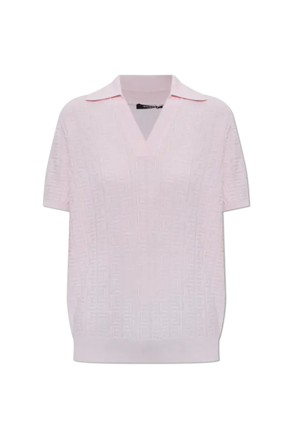 Balmain Wool Turtleneck With Monogram - Pink