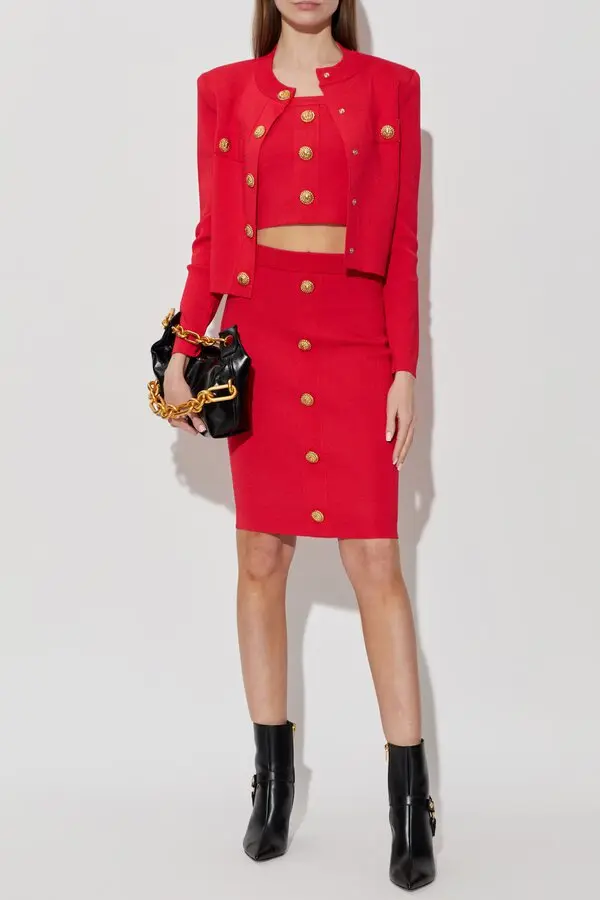 Balmain Short Off-shoulder Top - Red