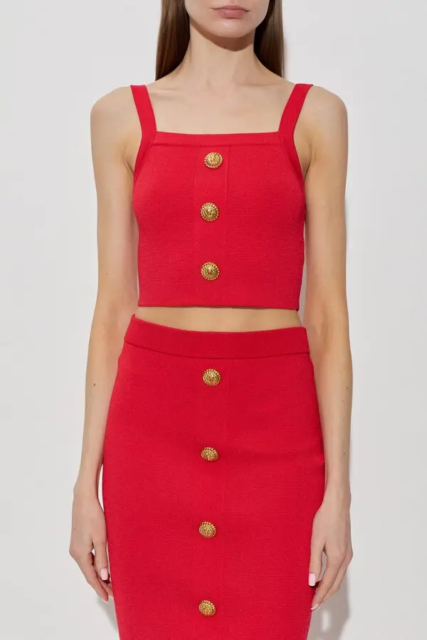 Balmain Short Off-shoulder Top - Red