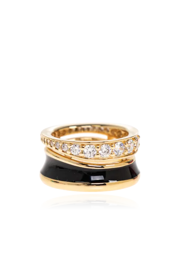 FERRAGAMO Ring With Crystals And Enamel - Gold