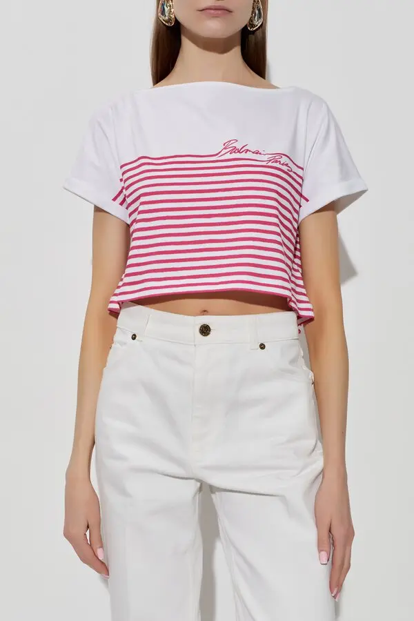 Balmain Striped Pattern Top - Pink