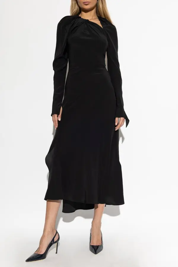 formal victoria beckham dresses Victoria Beckham Polo Collar Midi Dress In Black