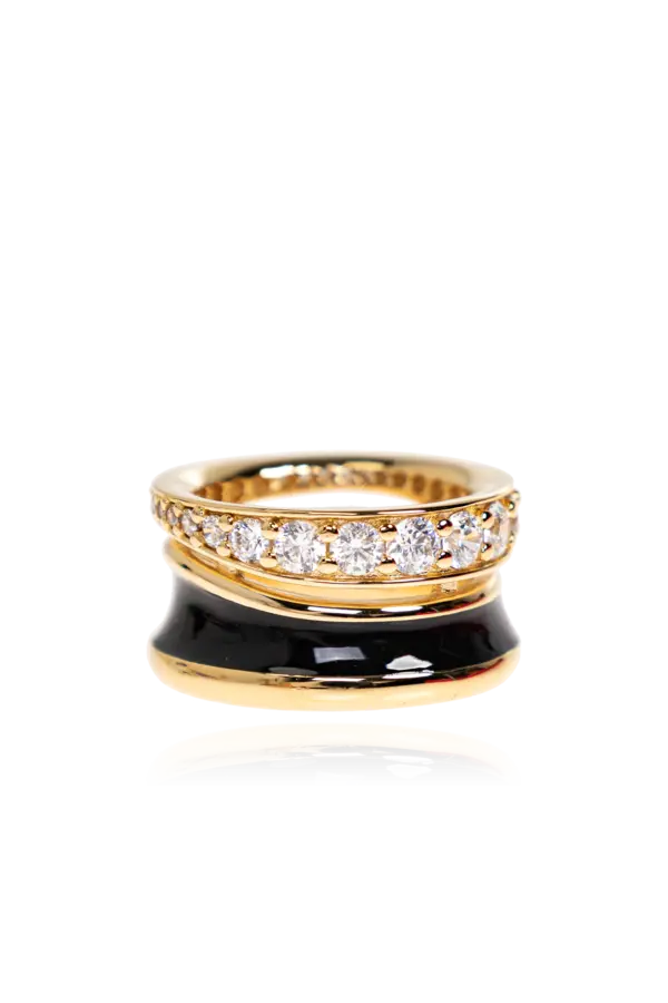 FERRAGAMO Ring With Shimmering Crystals - Gold