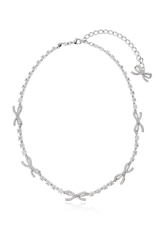 SELF-PORTRAIT Necklace With Shimmering Crystals - Silver