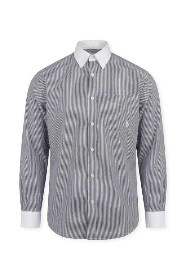 SPORTY & RICH Oversized Striped Shirt - Grey