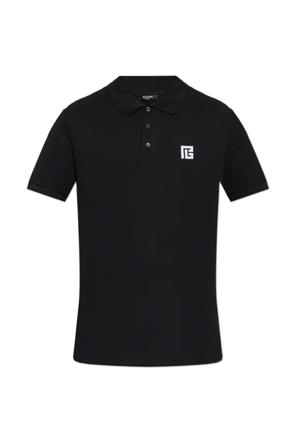Balmain Polo With Logo - Black